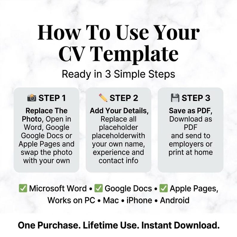 CV Template Word Bundle | Resume, Cover Letter, References (instant ...