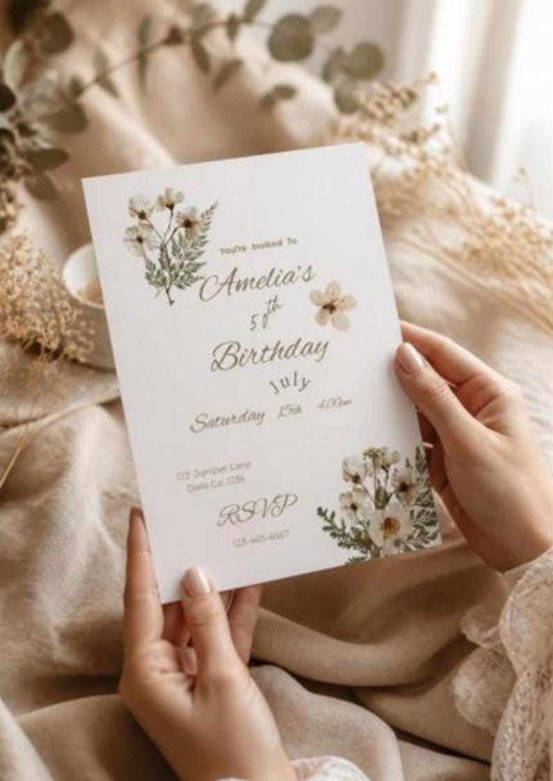 Floral Birthday Invitation Template: Cream Vintage Design (digital) - Etsy
