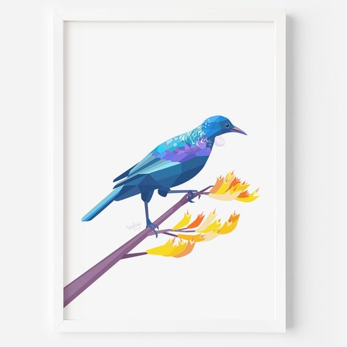 Tui Print Native New Zealand Birds Art Print Bird - Etsy New Zealand