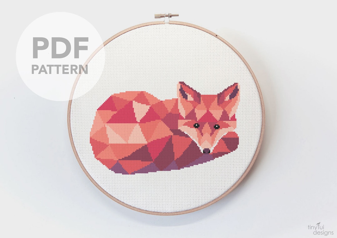 Geometric Fox Cross Stitch Pattern: Modern Woodland Embroidery (PDF ...