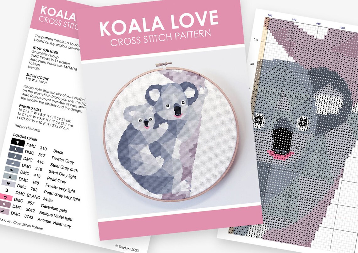 Cross stitch pattern Koala cross stitch Koala bear art | Etsy