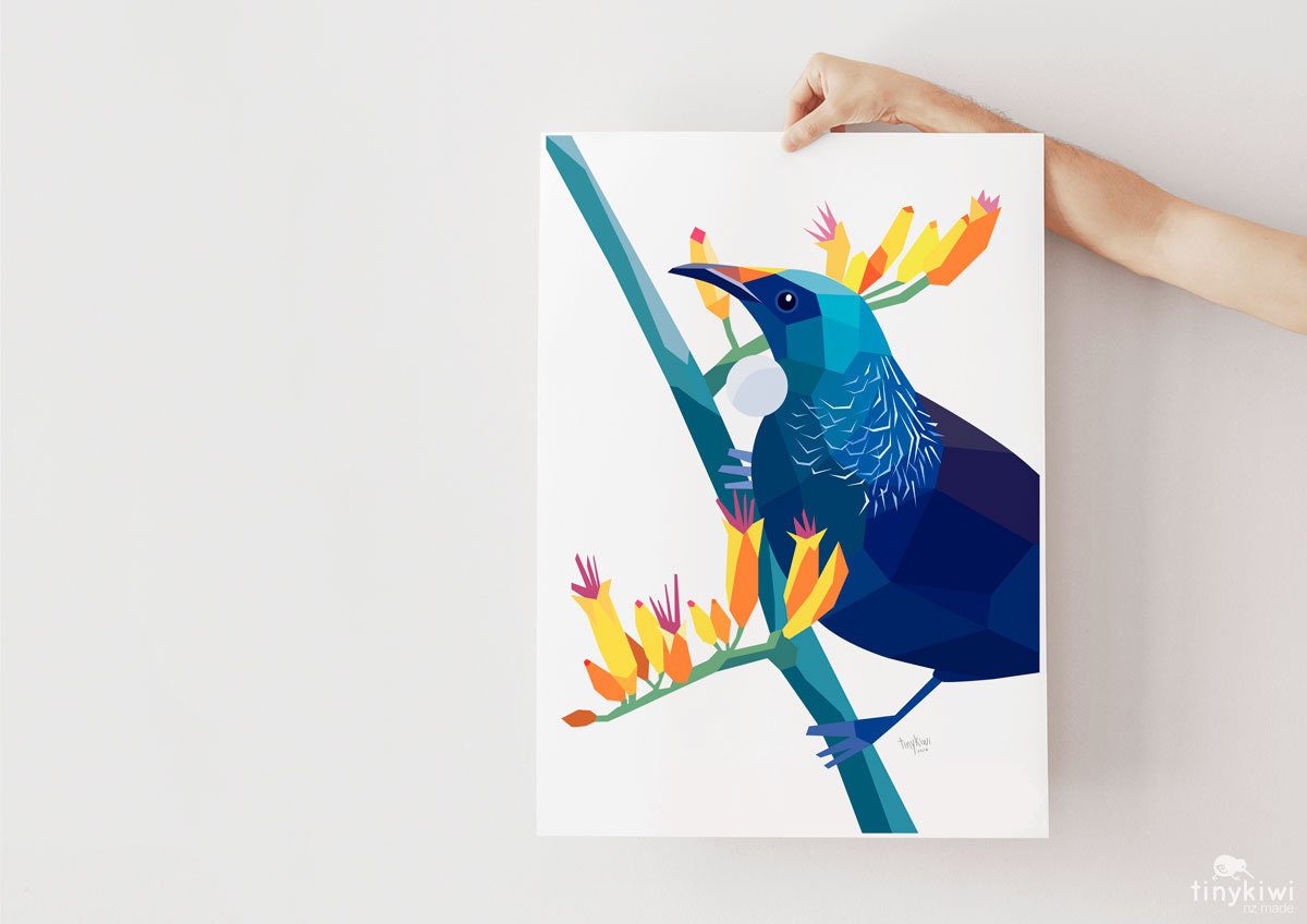 Tui print, Tui illustration, New Zealand bird art, New Zealand gift ...