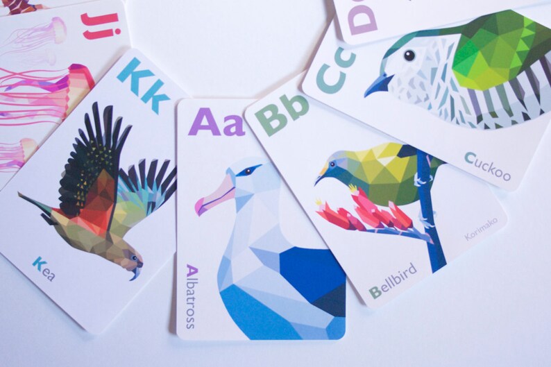 New Zealand ABC Flash Cards: Maori & English Alphabet Art - Etsy