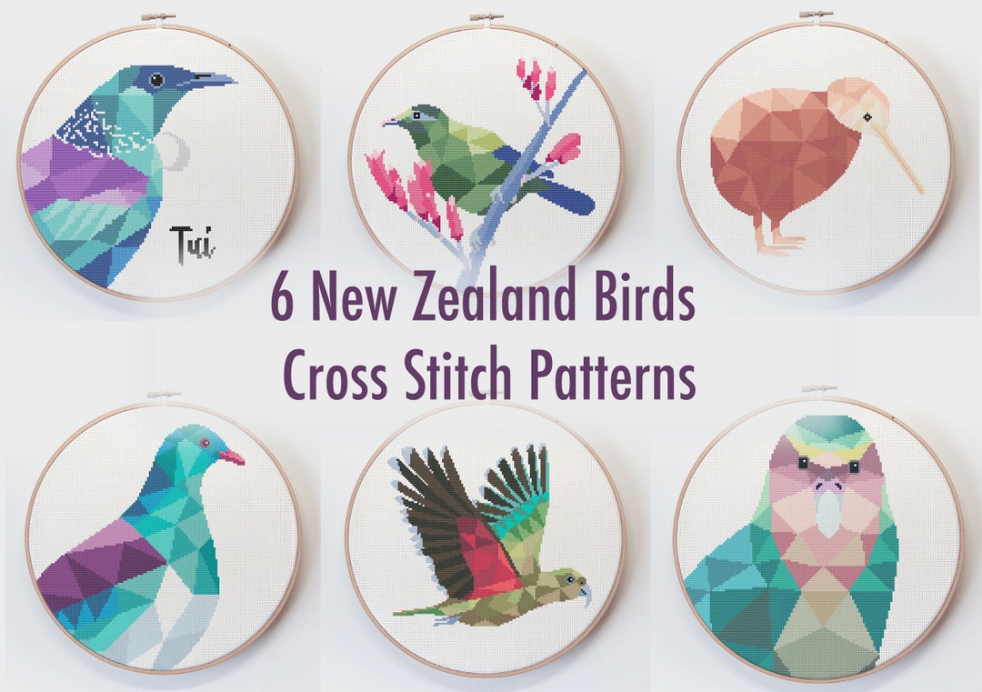 6x New Zealand Cross Stitch Patterns, Discount Price, Cross Stitch Set ...