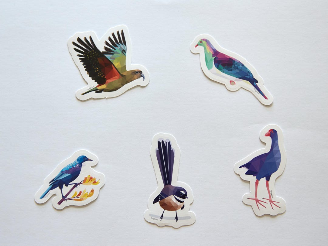 New Zealand Bird Stickers: Kea, Kereru, Tui, Fantail, Pukeko Set (~50cm ...