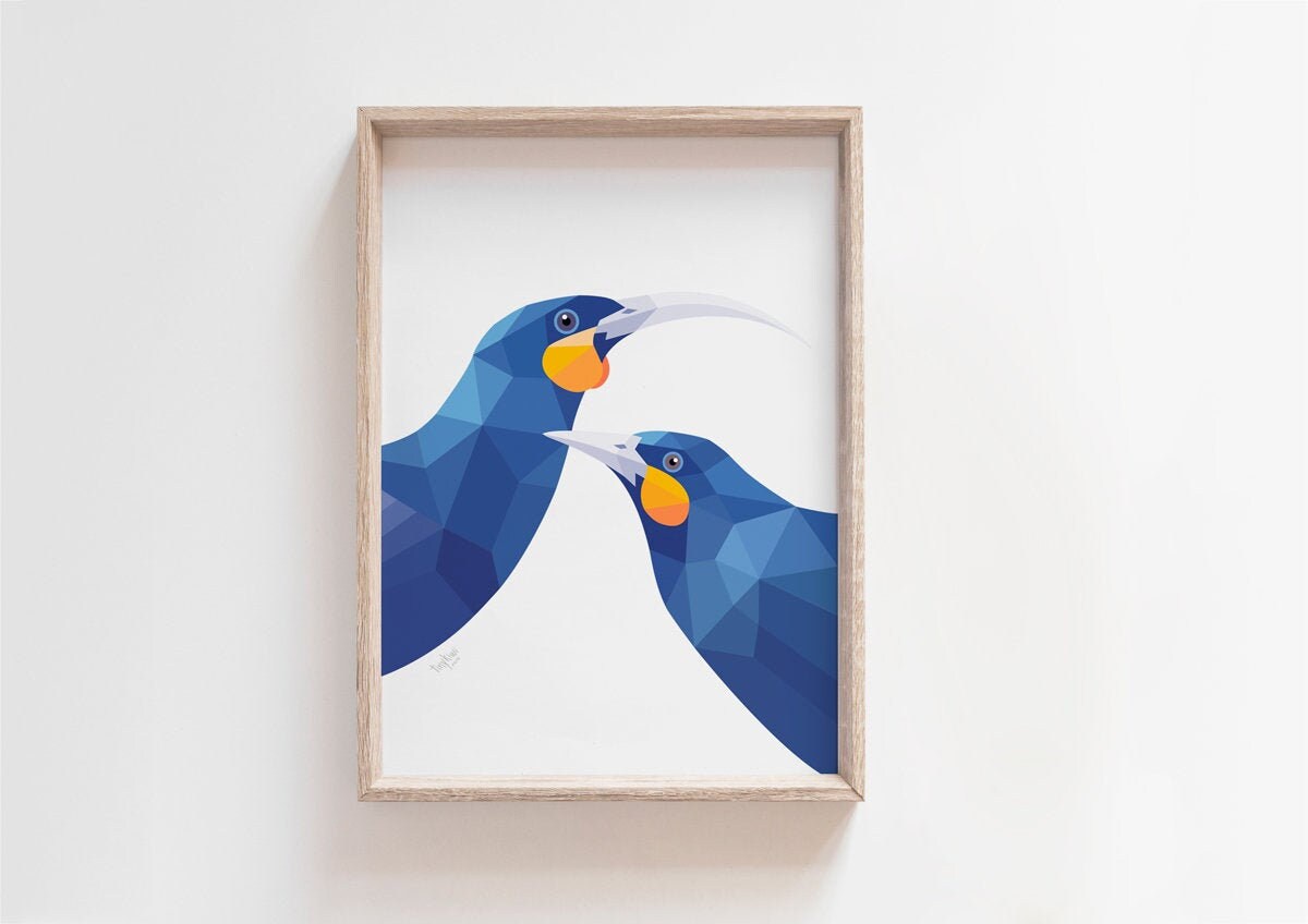 Huia art, Huia print, Huia poster, Extinct bird, Kiwiwana art, New ...