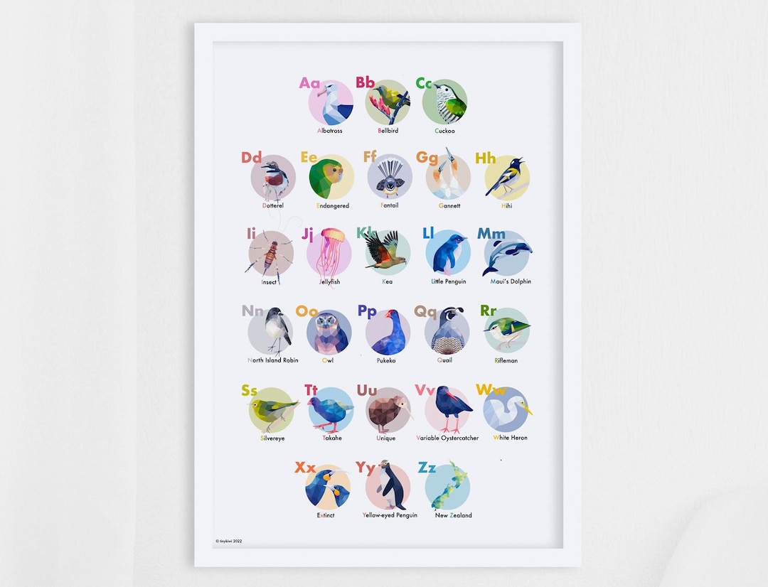 New Zealand ABC Poster New Zealand Birds New Zealand Wildlife Art New ...