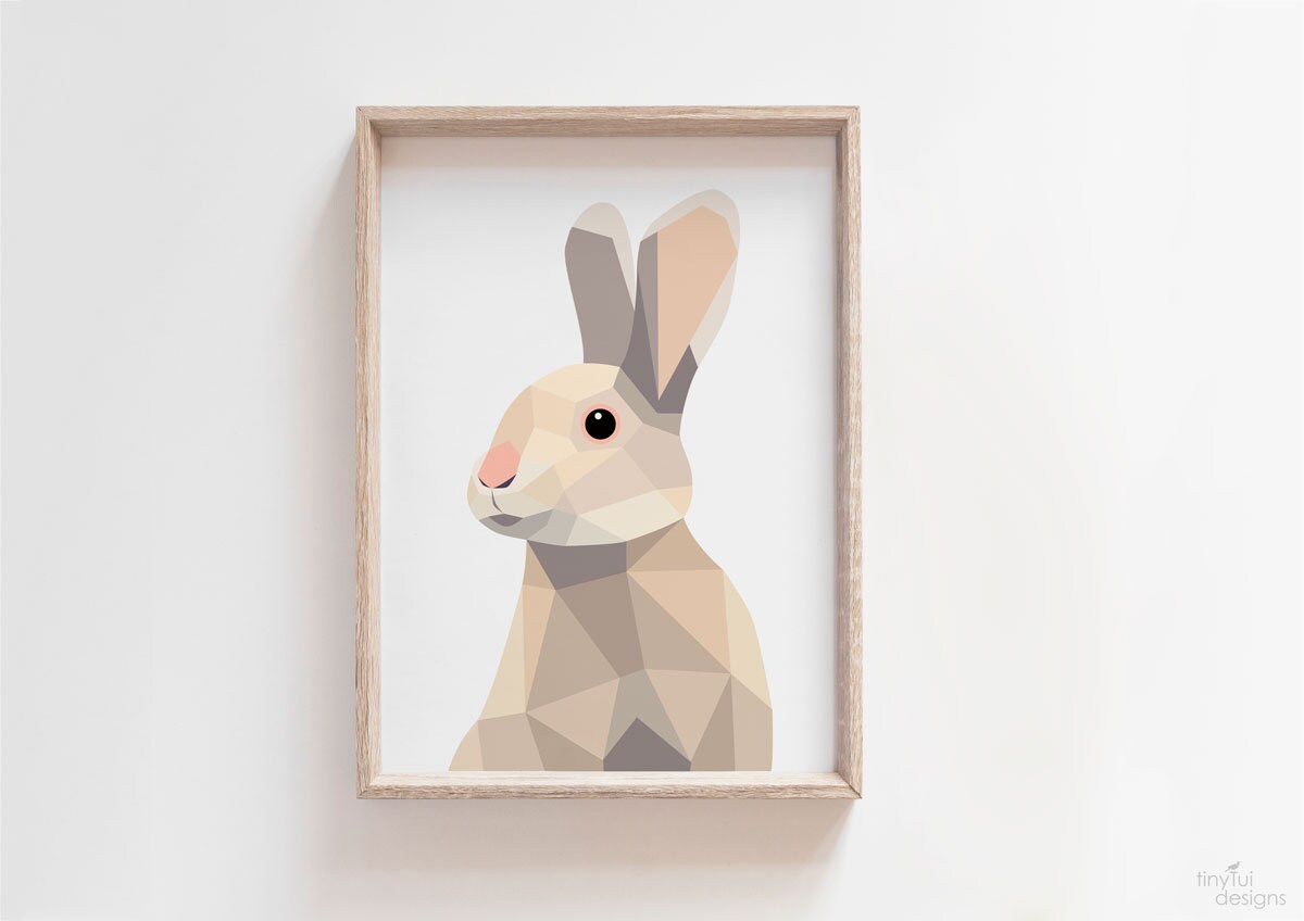 Nursery rabbit print, Rabbit art, Geometric nursery prints, Children ...
