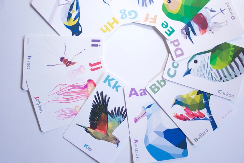 New Zealand ABC Flash Cards: Maori & English Alphabet Art - Etsy