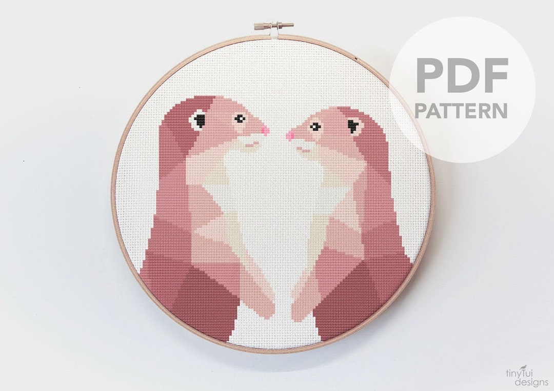 Geometric Otter Cross Stitch Pattern: Animal Nursery Art (PDF Pattern ...