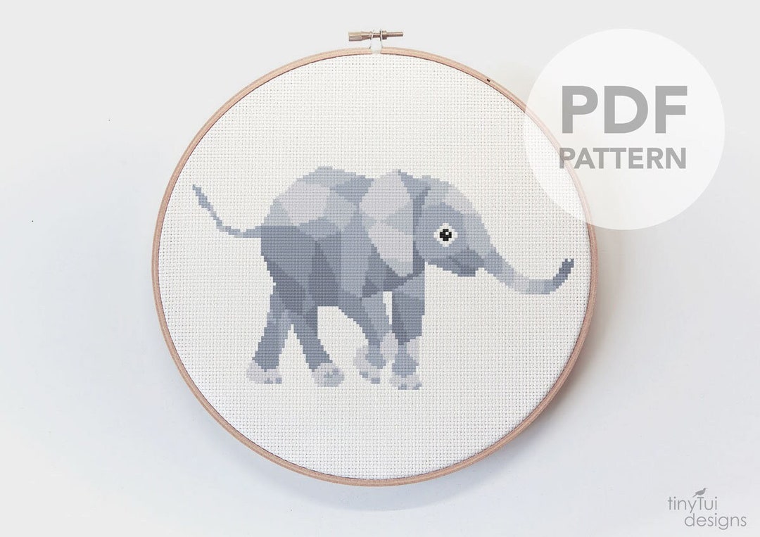Baby Elephant Cross Stitch, Charley Harper Embroidery, Birth ...