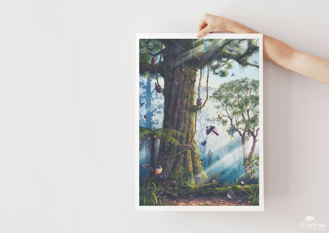 New Zealand Poster Native New Zealand Birds NZ Forest Print Birds of ...