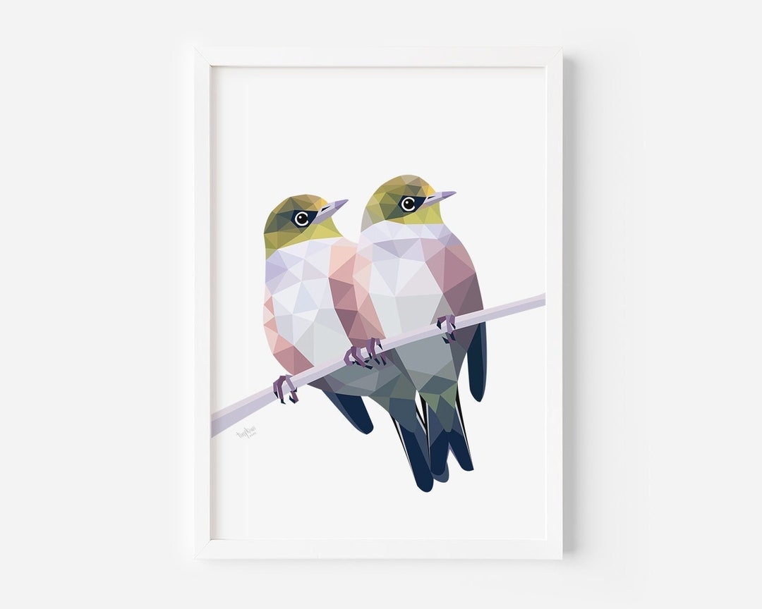 Silvereye Print Waxeye Pair Silvereye Art Bird Art New - Etsy