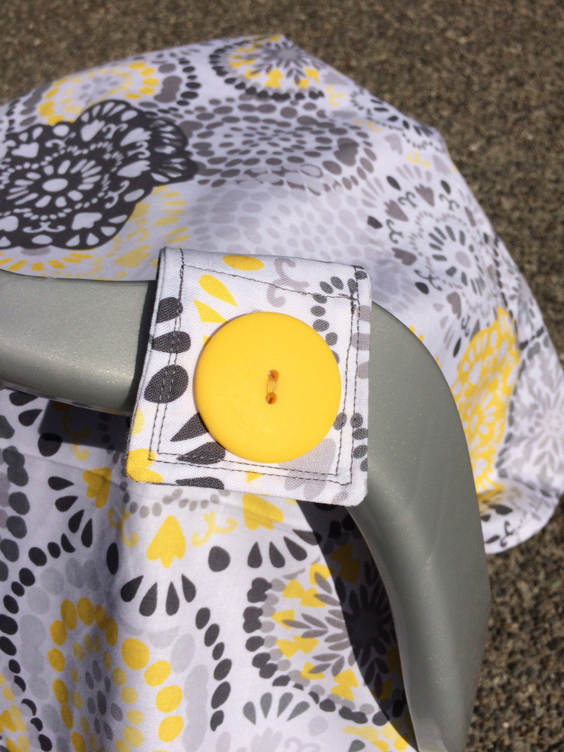 Baby Car Seat Cover: Gray and Yellow Floral Circle Bursts With Gray ...
