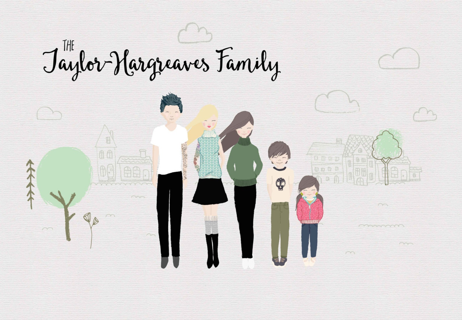 Personalized Family Portrait Custom Family Cartoon Family - Etsy