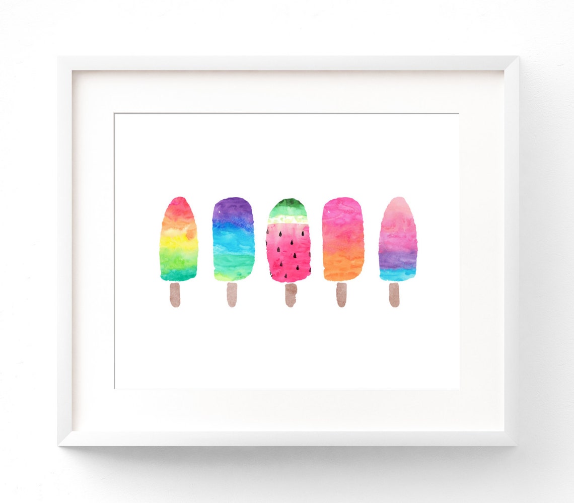 PRINTABLE Watercolor Rainbow Popsicle Decor Nursery Wall Art | Etsy