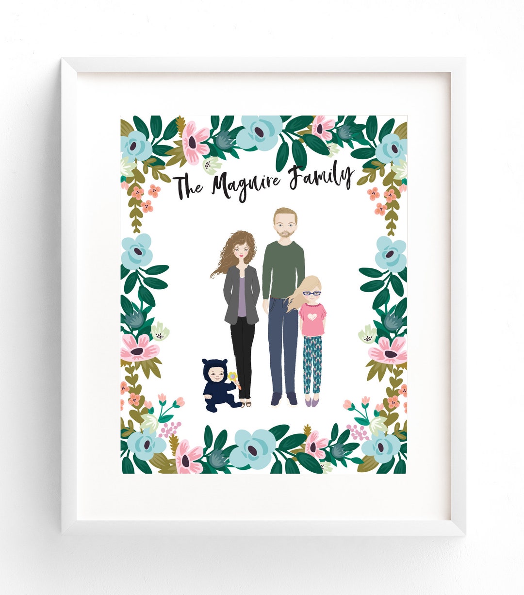 Family Portrait Illustration Custom Family Portrait Drawing ...