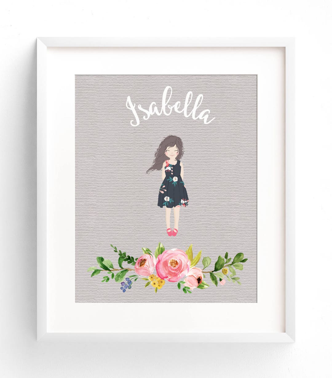 Custom Portrait Girl Room Decor Name Custom Illustration Birthday Gift ...