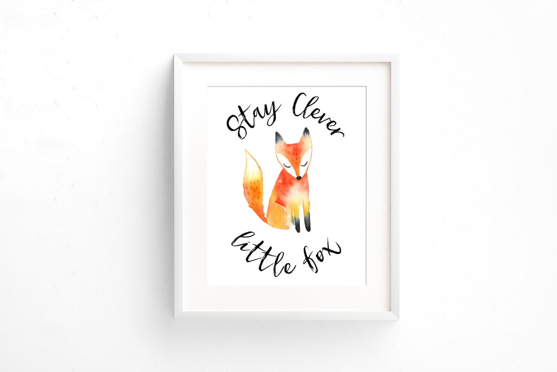 Stay Clever Little Fox Nursery Wall Art Watercolor Fox Nursery Decor ...