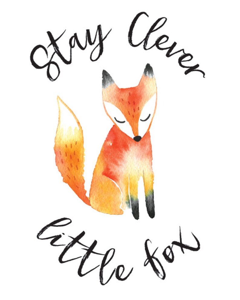 Stay Clever Little Fox Nursery Wall Art Watercolor Fox Nursery Decor ...