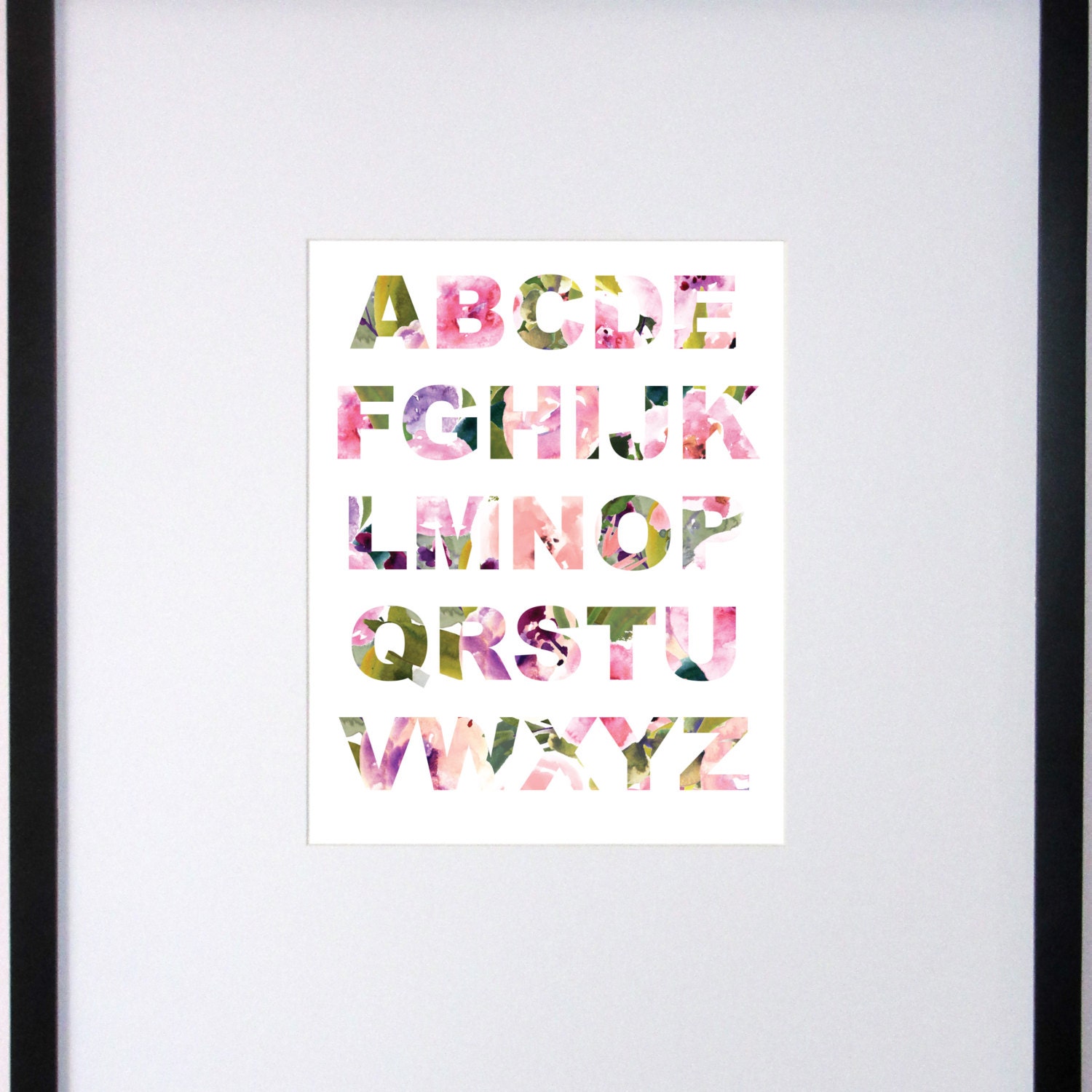 PRINTABLE Nursery Alphabet Watercolor Print - Nursery Wall Decor Floral ...