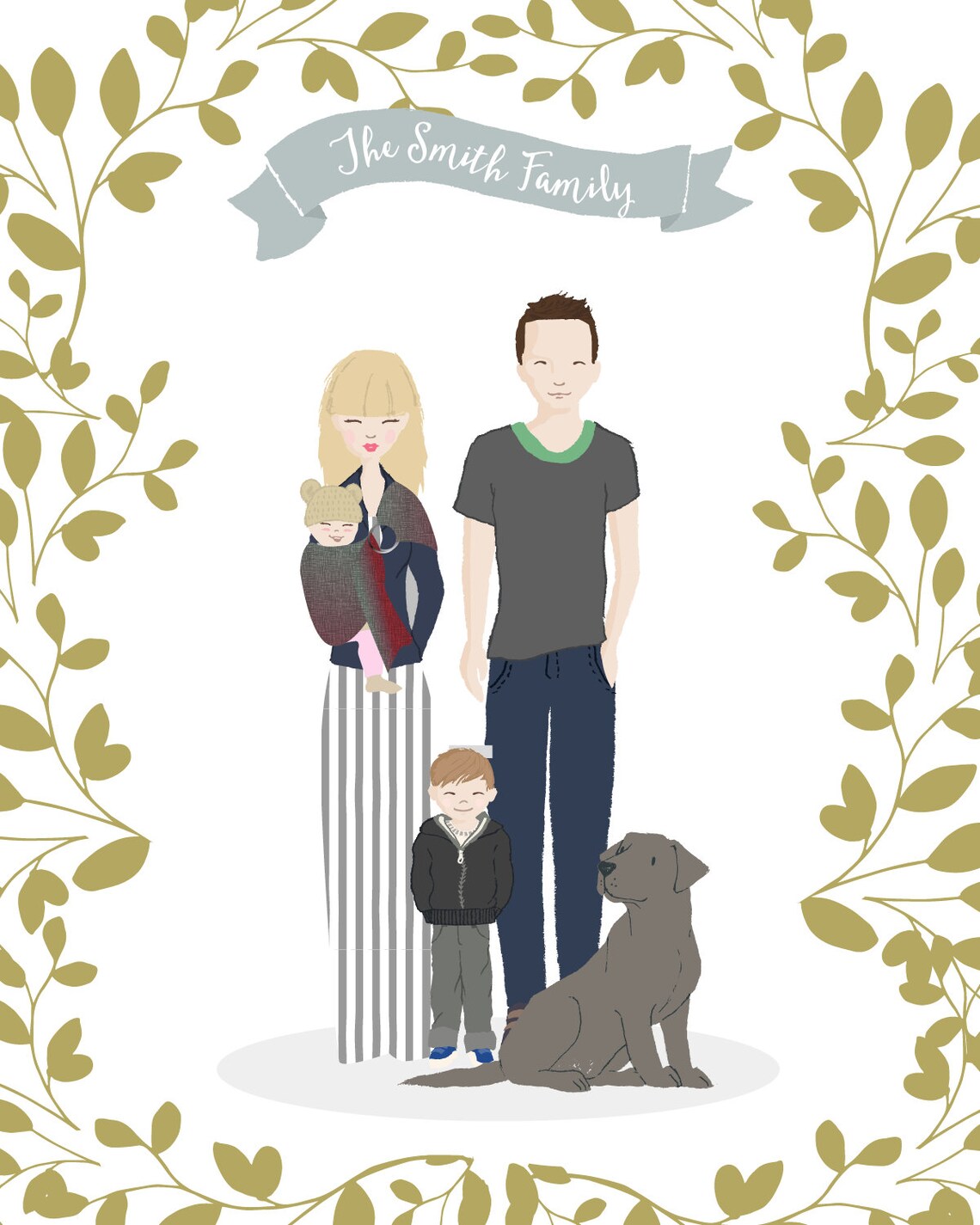 Family Portrait Illustration Custom Family Portrait Drawing ...