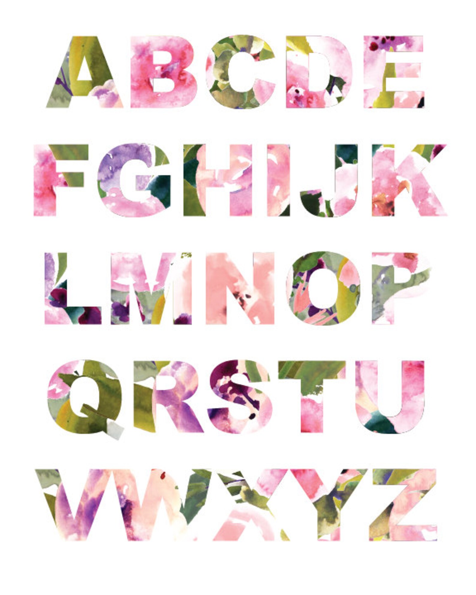 PRINTABLE Nursery Alphabet Watercolor Print Nursery Wall | Etsy