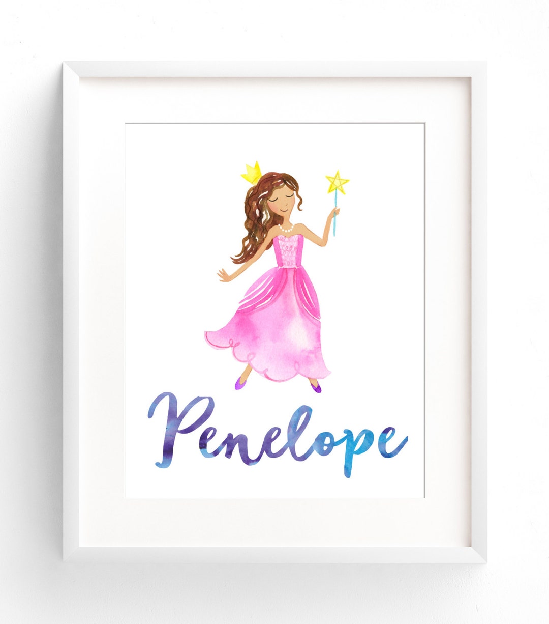 Custom Name Print, Custom Princess Watercolor Nursery Print, Baby Name ...
