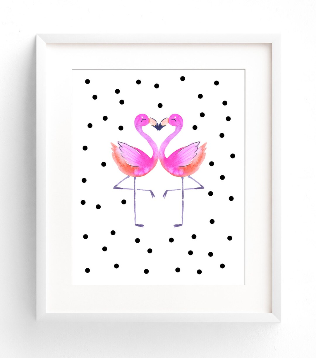 PRINTABLE Flamingo Nursery Watercolor Wall Art Polka Dots 8x10 11x14 ...