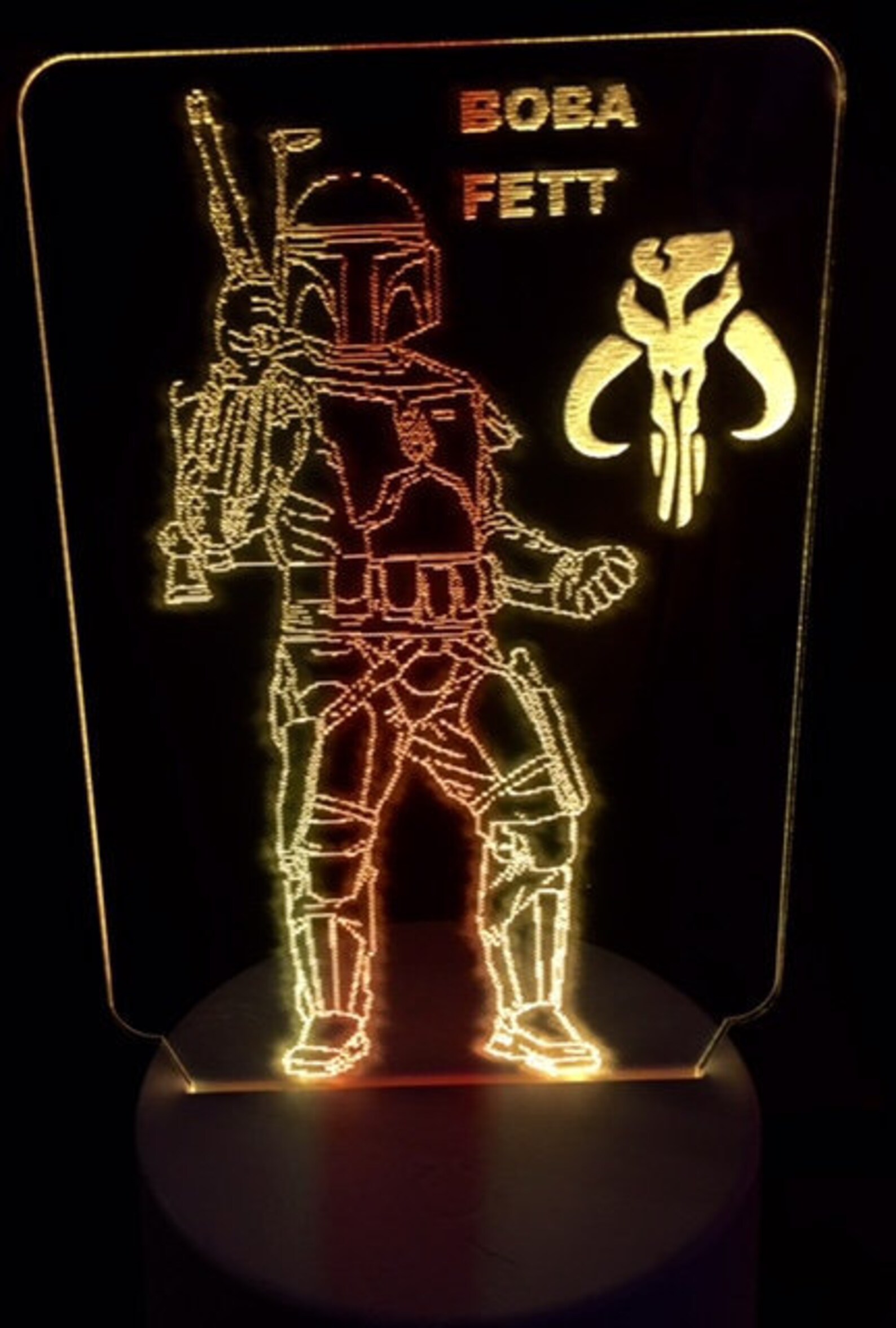 Led Laser Cut Lamp Boba Fett Inspired Night Light - Etsy
