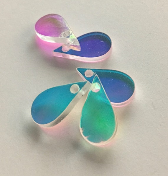 Rain Charms Radiant Color Change Rain Teardrops Charms Wood - Etsy