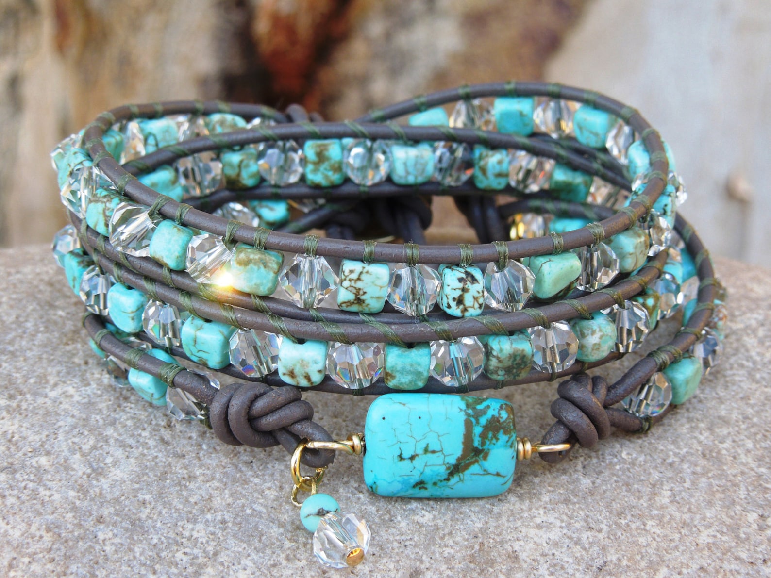 Crystal Turquoise Wrap Bracelet - Etsy