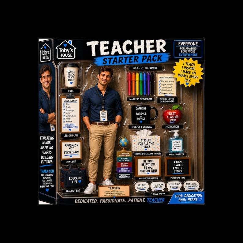 Male Teacher Starter Pack PNG | Inspirational Teacher Digital ...