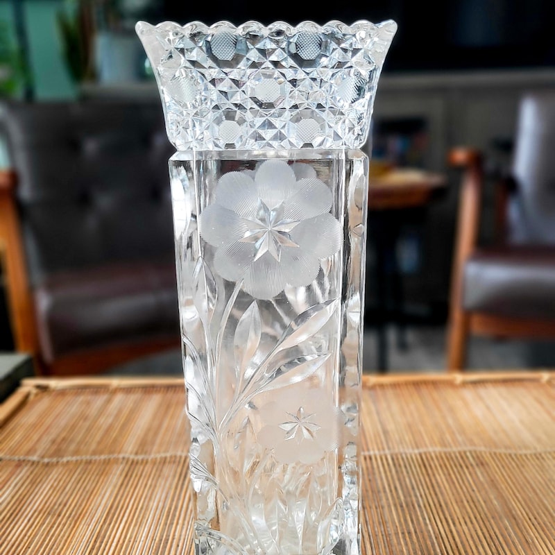 Antique Square Glass Vase - Etsy