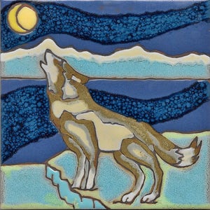 Ceramic Tile Wolf, Endangered,hotplate, Wall Decor, Kitchen Back Splash ...