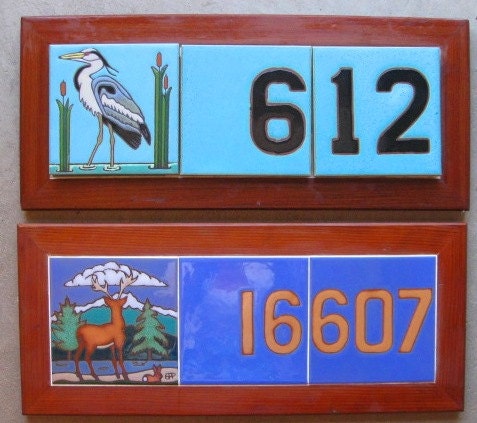 Address Plaque Ceramic Tiles Dragonfly Original Art Tile - Etsy