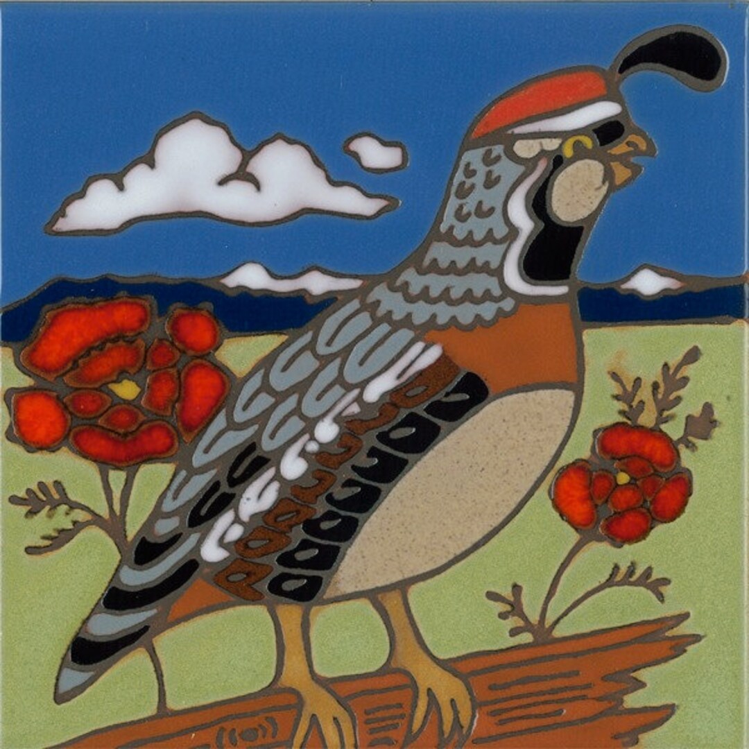Ceramic Tile Quail Hot Plate Trivet Wall Decor Kitchen Back Splash ...