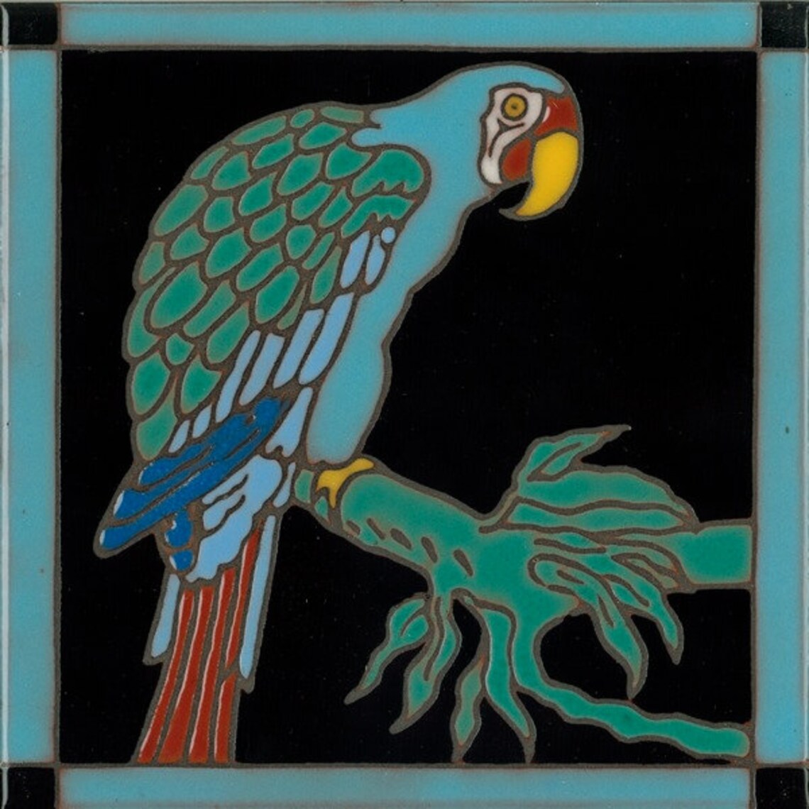 Hand Painted Ceramic Tile Catalina Tile Parrots Reproduction - Etsy