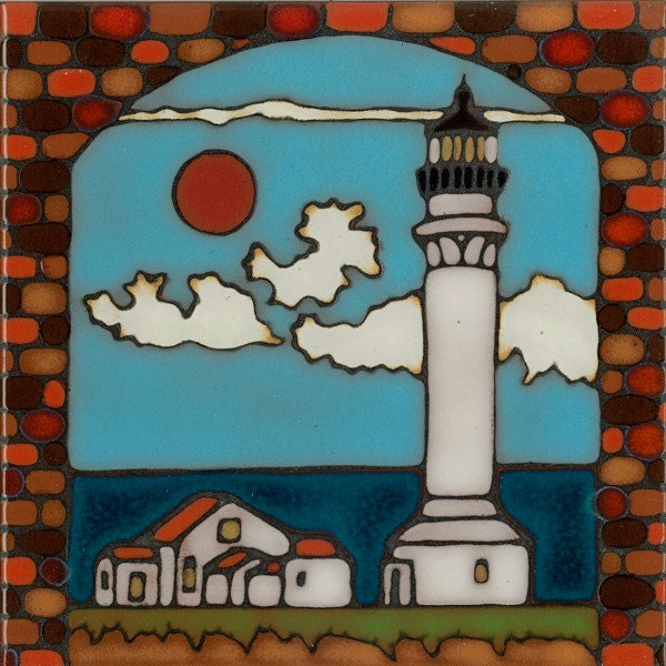 Point Arena Lighthouse Ceramic Tile Hand Painted Original - Etsy