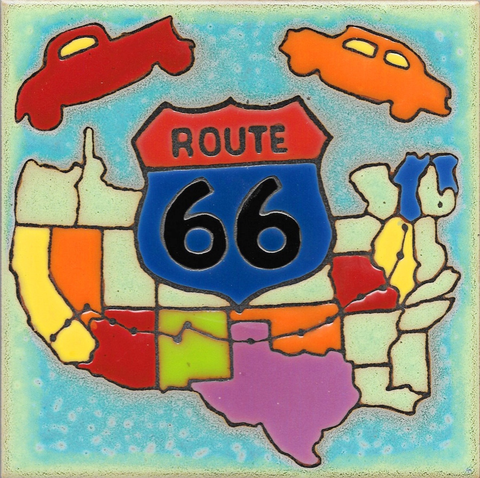 Ceramic Tile "route 66 Design" Hot Plate, Wall Decor, Installation ...