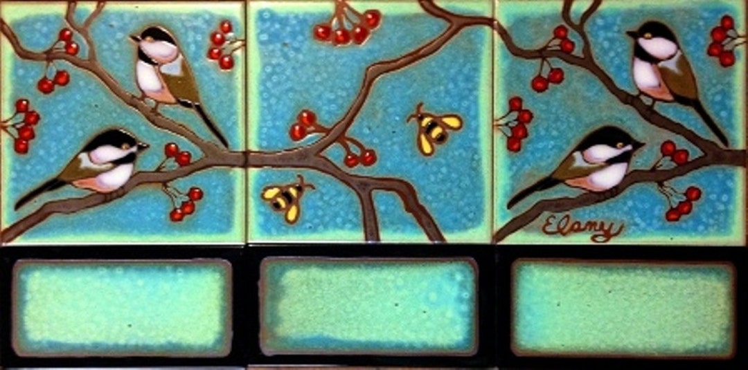 Ceramic Tile Chickadee Backsplash Installation Kitchen Bathroom Murals ...