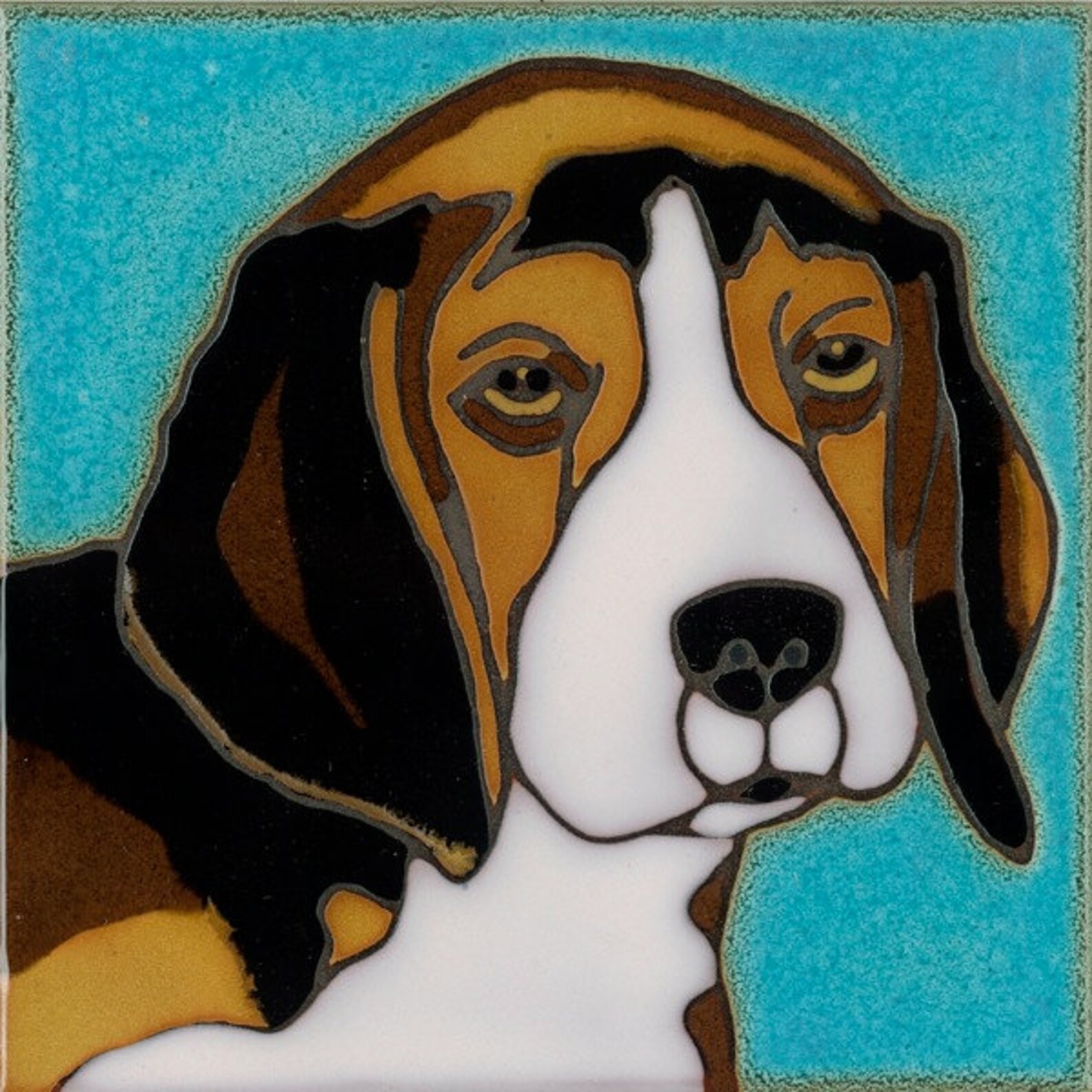 Ceramic Tile Dog Beagle Wall Decor Hot Plate Trivet Kitchen Back Splash ...