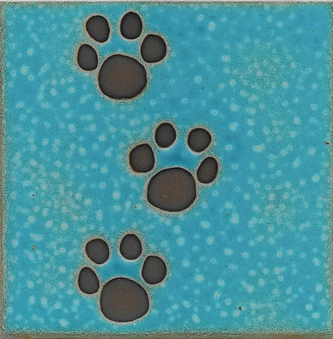 Dog Cat Animal Paw Print Tile Installation Hot Plate Wall Decor Kitchen ...