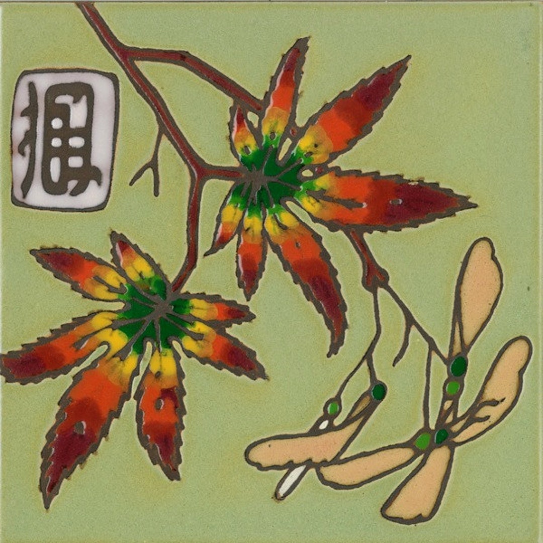 Hand Painted Ceramic Tile Maple Leaf Original Art Tile - Etsy