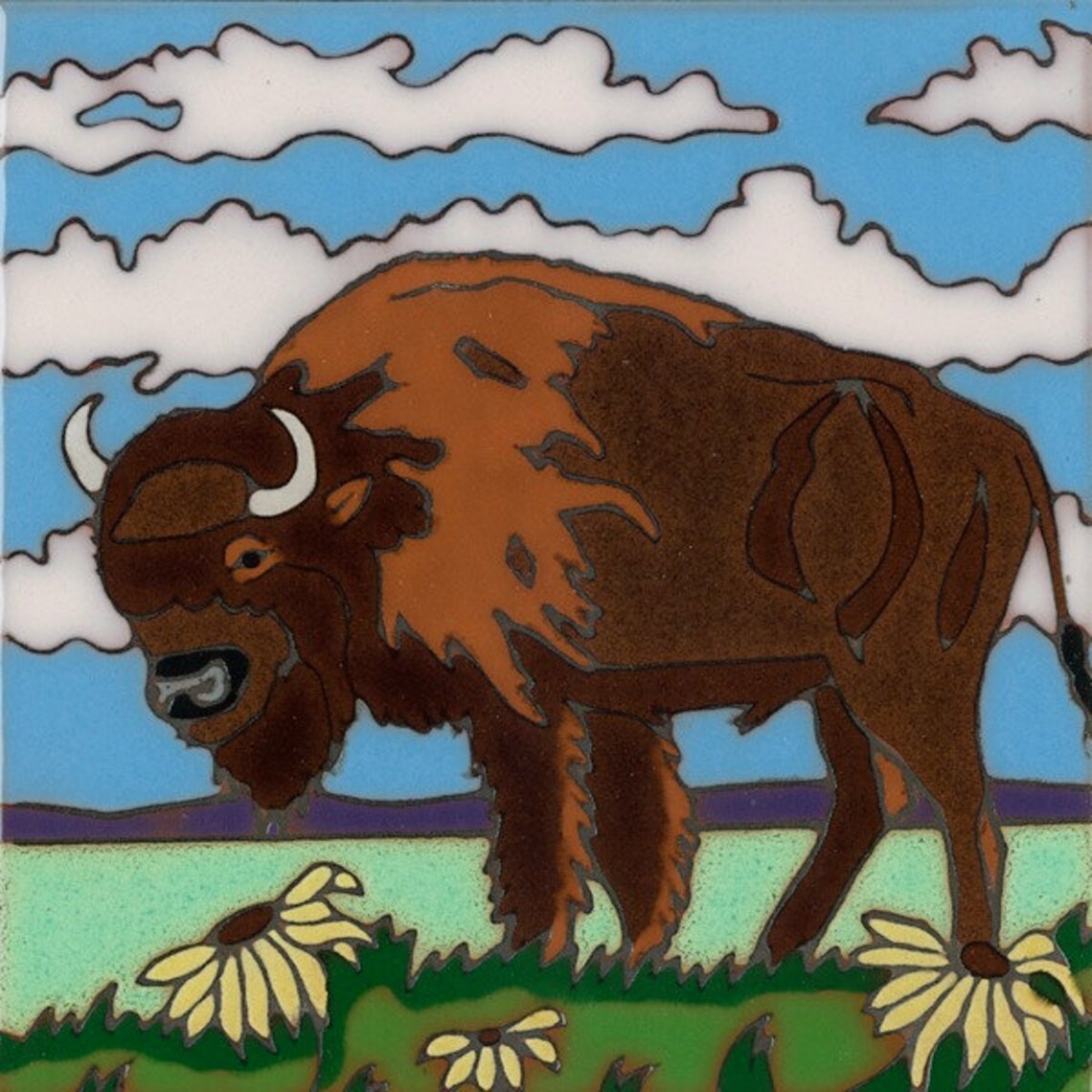 Ceramic Tile Buffalo Hot Plate Trivet Kitchen Back Splash Bathroom ...