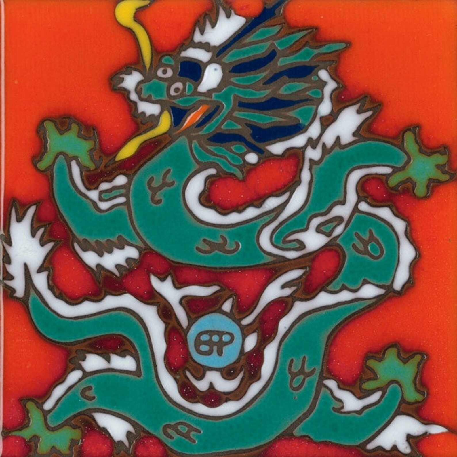 Handpainted Ceramic Tile Dragon Made in Usa Original Art Tile - Etsy