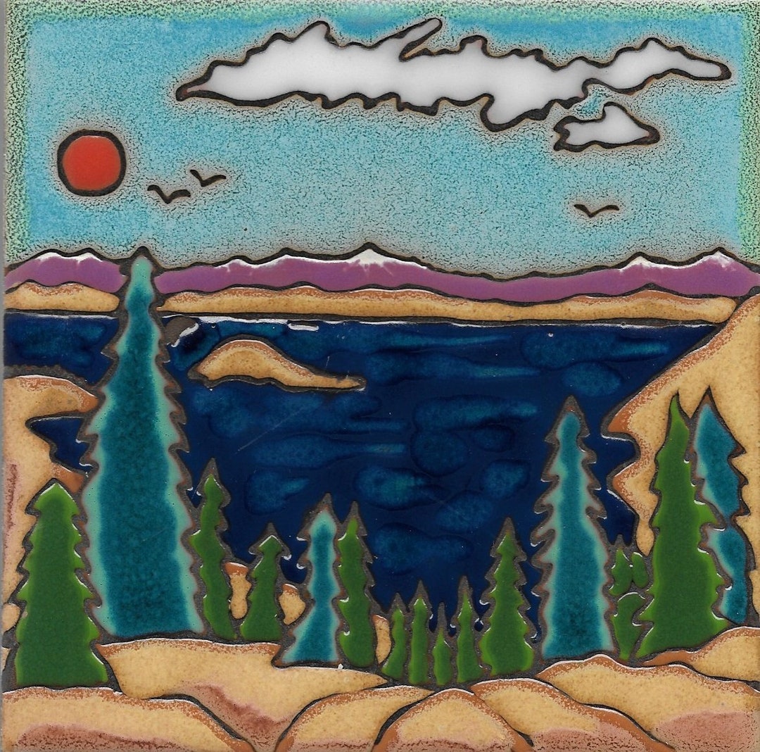 Ceramic Tile, Crater Lake, Trees, Hot Plate, Wall Decor, Installation ...