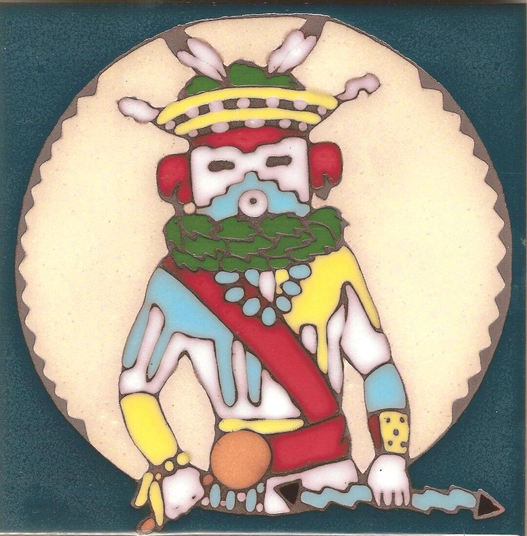 Ceramic Tile Hopi Indian Snow Kachina Wall Decor Hot Plate Kitchen Back ...