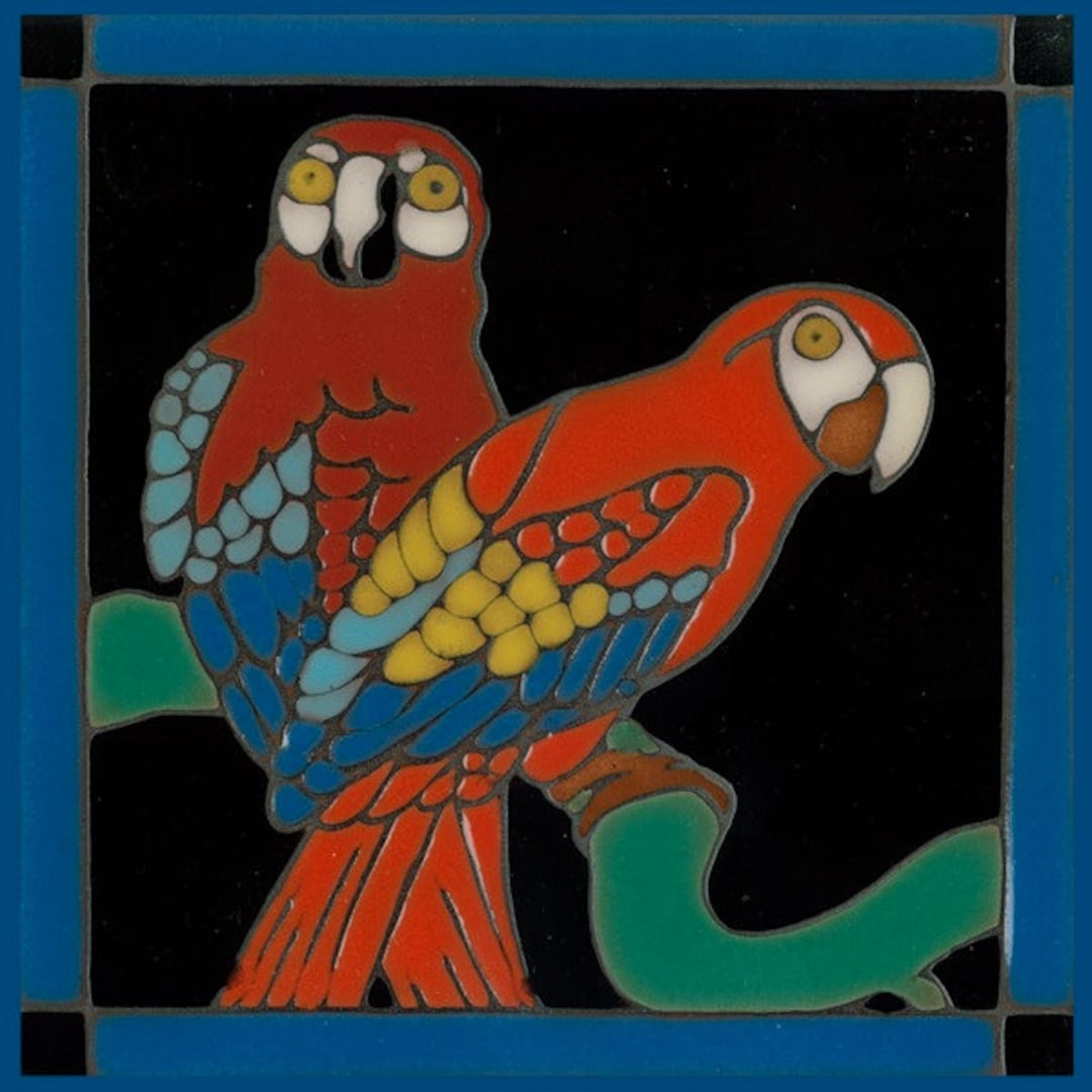 Hand Painted Ceramic Tile Catalina Tile Parrots Reproduction - Etsy