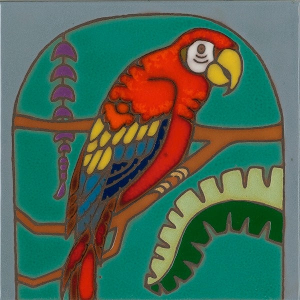 Ceramic Tile Scarlet Macaw Red Parrot Trivet Hot Plate Wall Decor ...